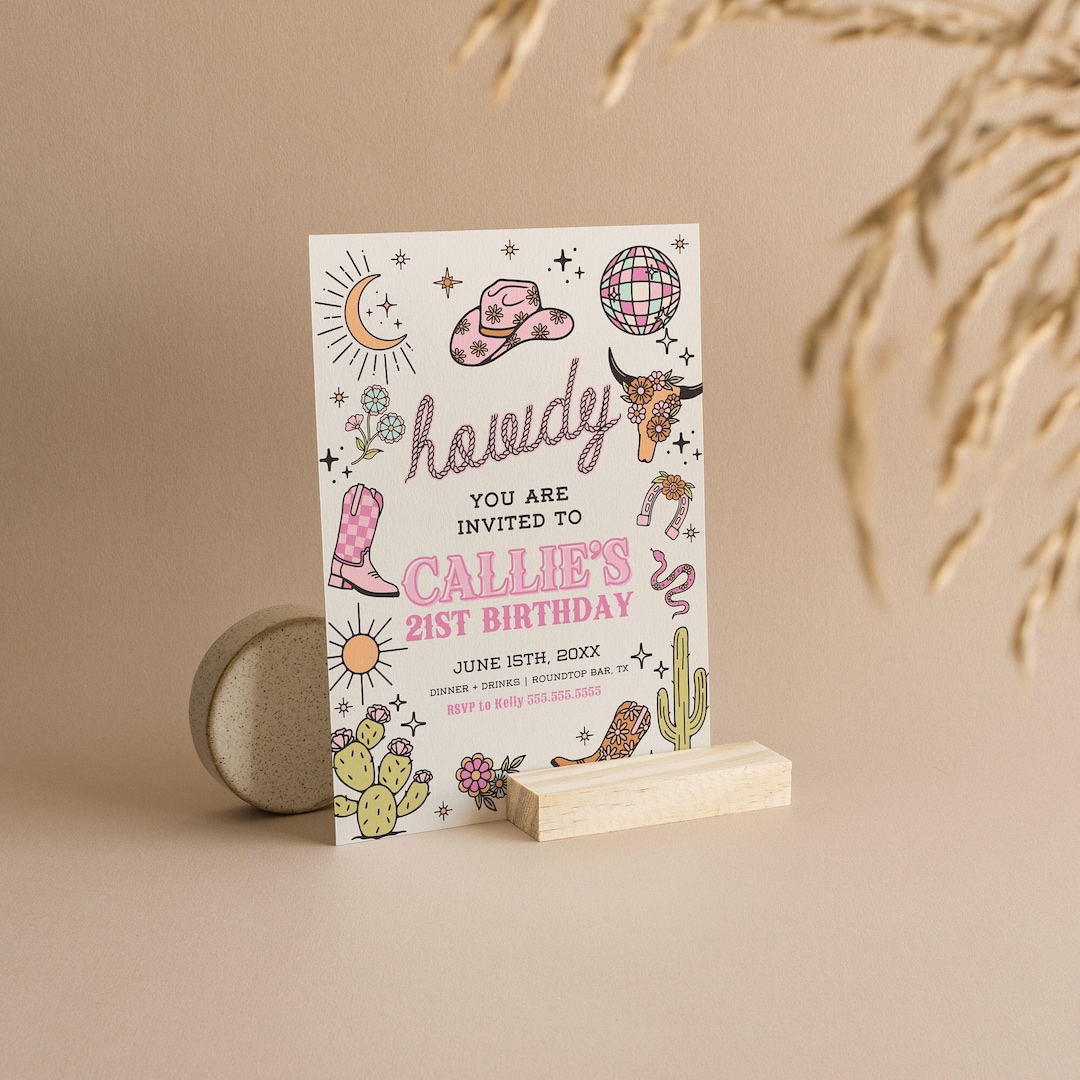 Howdy 21st Birthday Cowgirl Party Template, Howdy Editable Invitation ...