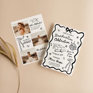 Doodle Style Graduation Invitation Template, Senior Graduation ...