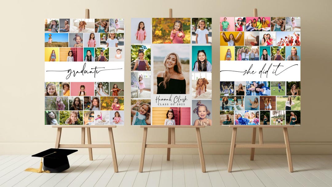 Graduation Photo Collage Template: Editable Welcome Sign Poster (canva ...
