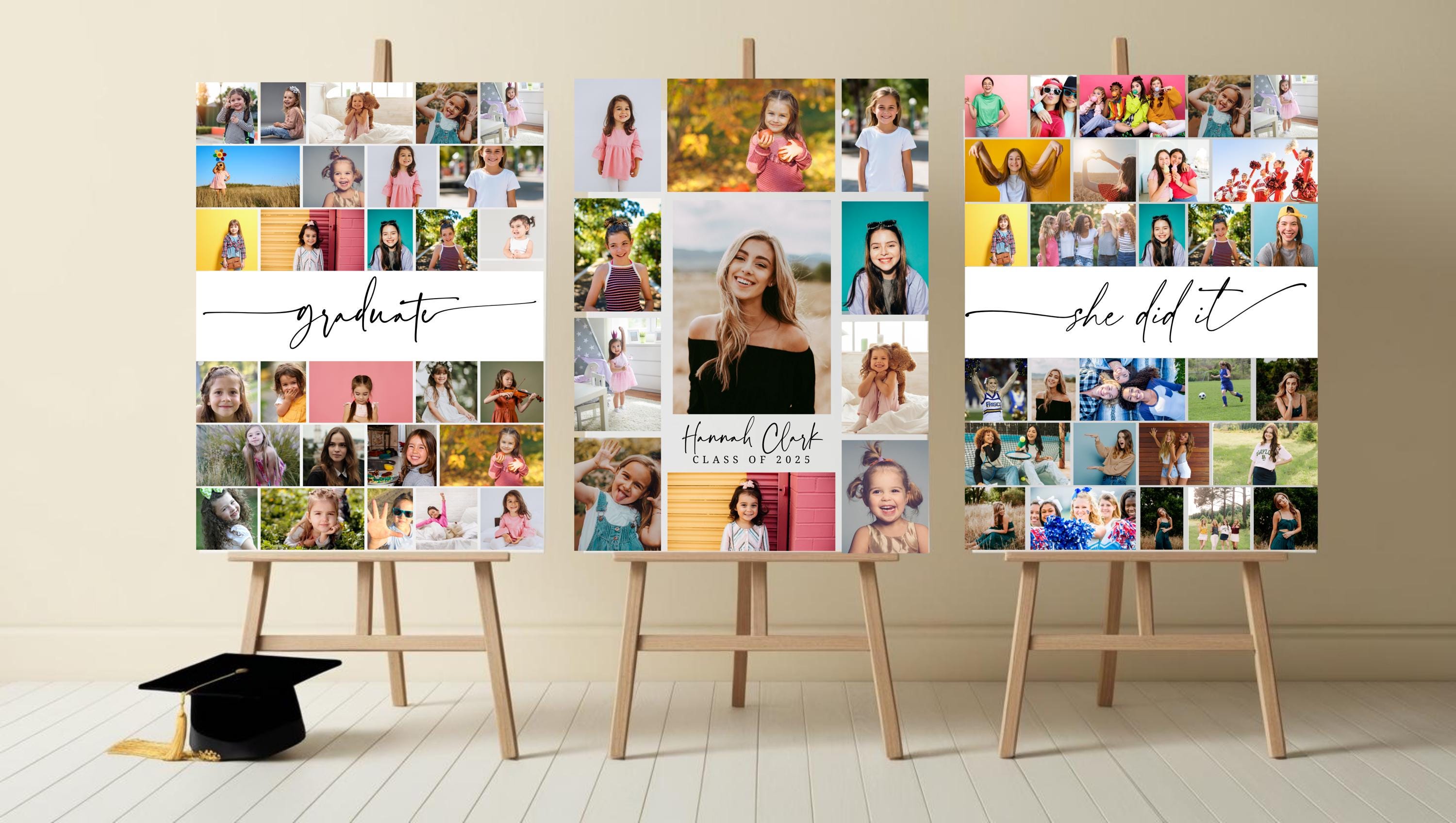 Graduation Photo Collage Template: Editable Welcome Sign Poster (canva ...