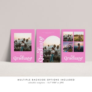 PINK Graduation Announcement Template, Minimalist Graduation Party ...