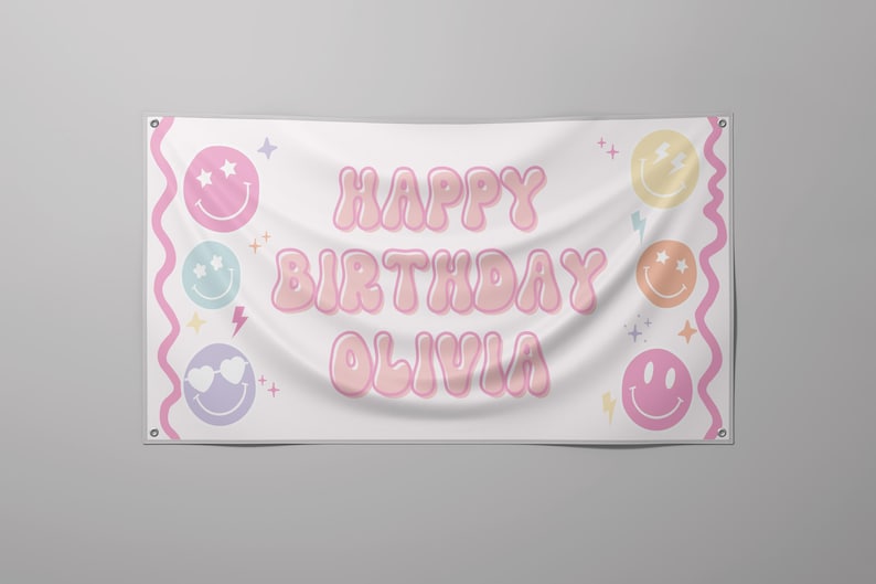 Editable Smile Face Birthday Banner Template, Smile Face Birthday ...