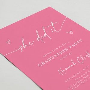 Pink Minimalist Graduation Announcement Template Senior Graduation ...