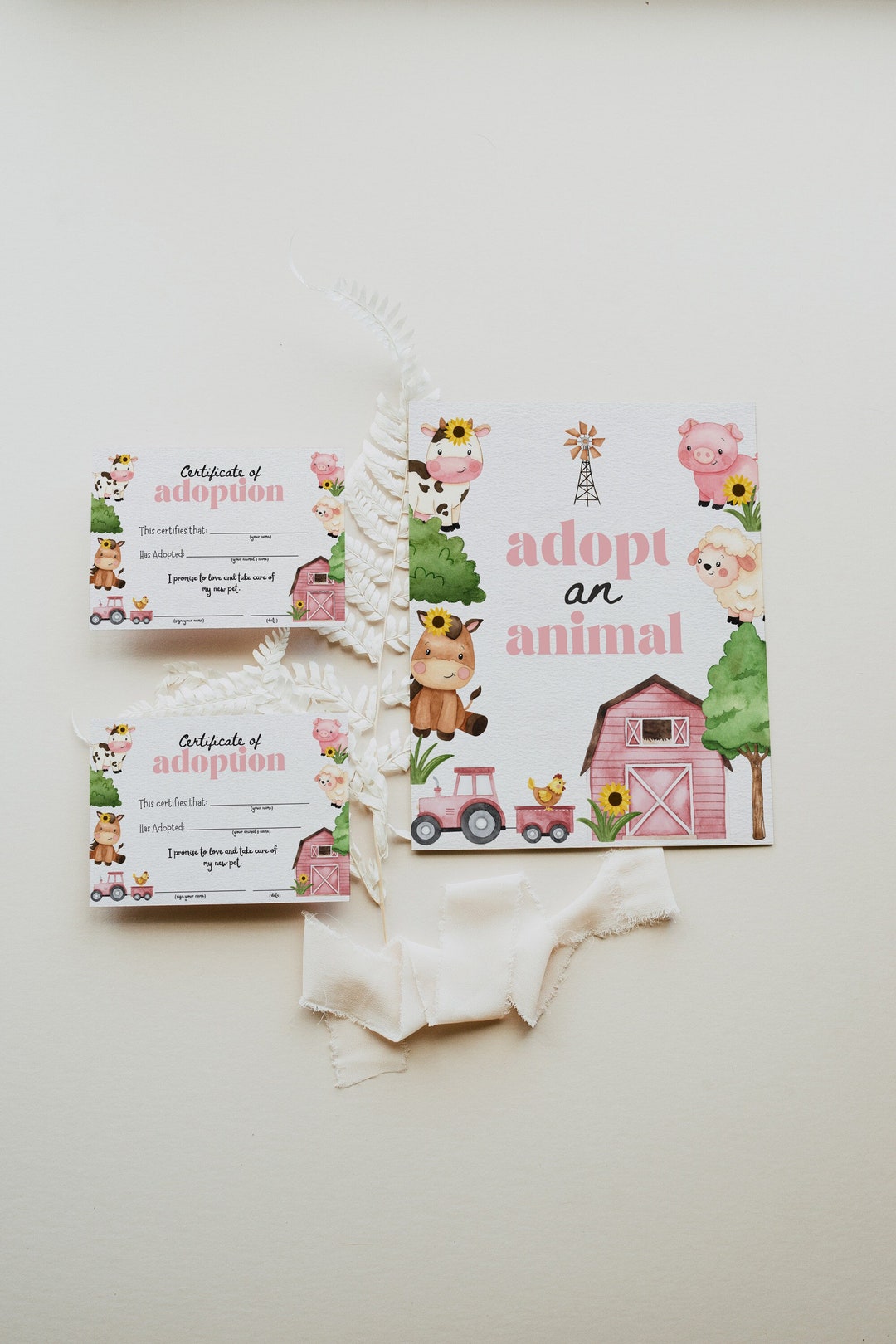 Farm Birthday Animal Adoption Sign Girl Birthday Barn Animal Adoption ...