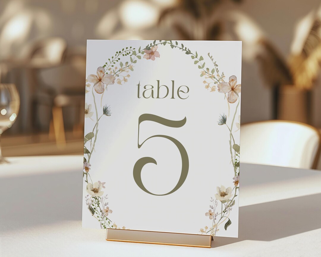Wildflower Quinceañera Table Number, EDITABLE Wild Flowers Party Decor ...