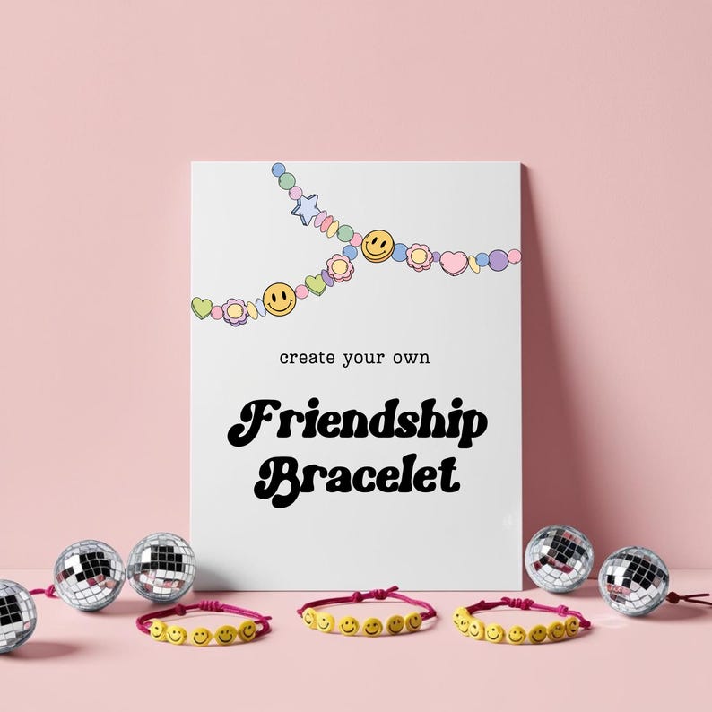 Editable Era Friendship Bracelet Sign, Girl Birthday Sign Template ...