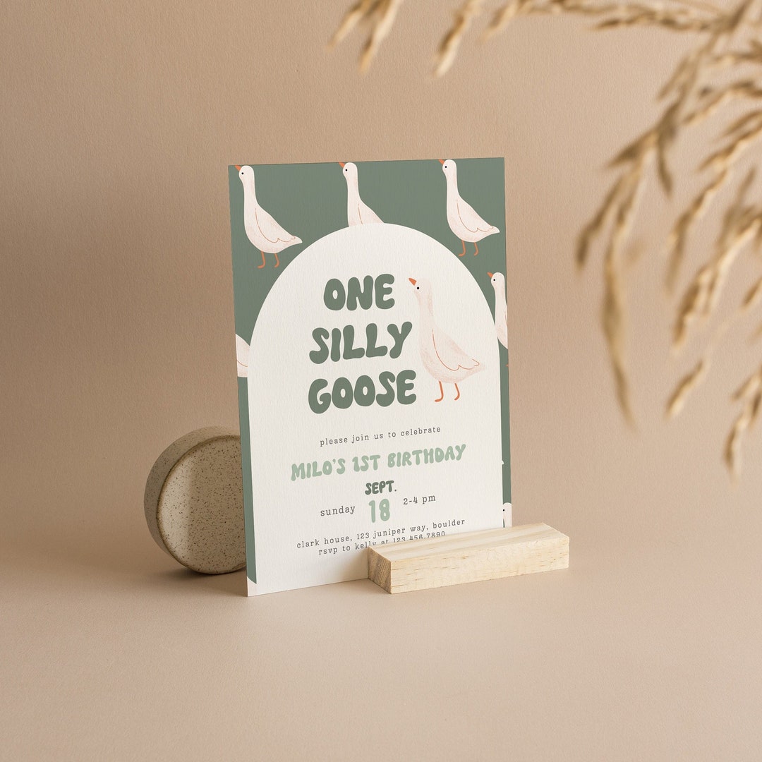 One Silly Goose Boy Birthday Invitation, Boy First Birthday Invite ...