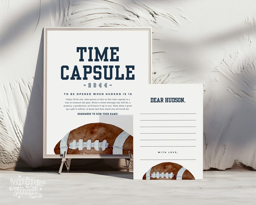 Football Birthday Time Capsule, Football Party Decorations, Editable ...
