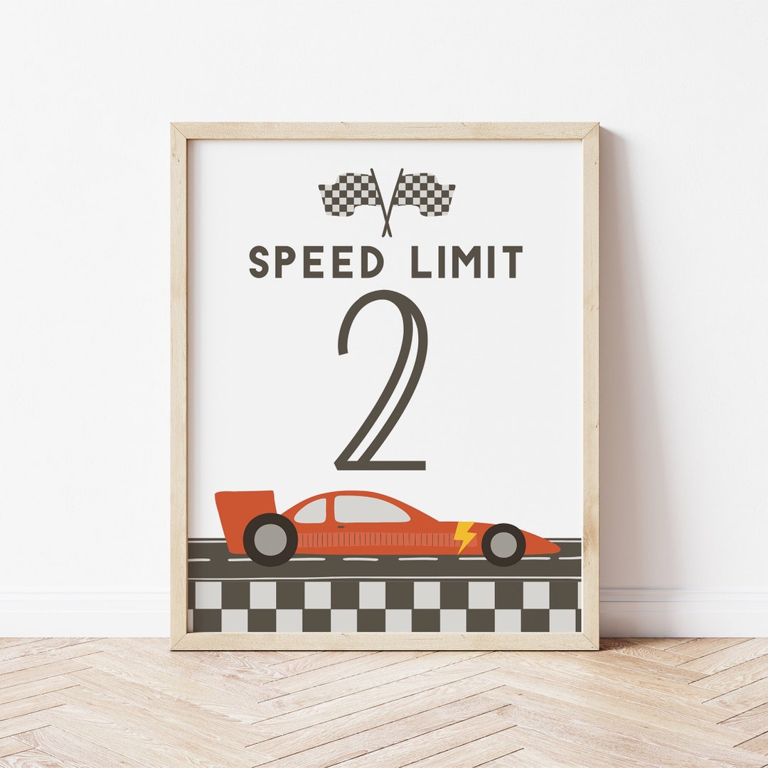 Race Car Speed Limit Sign, Race Car Party Favor Sign, Race Car Party ...