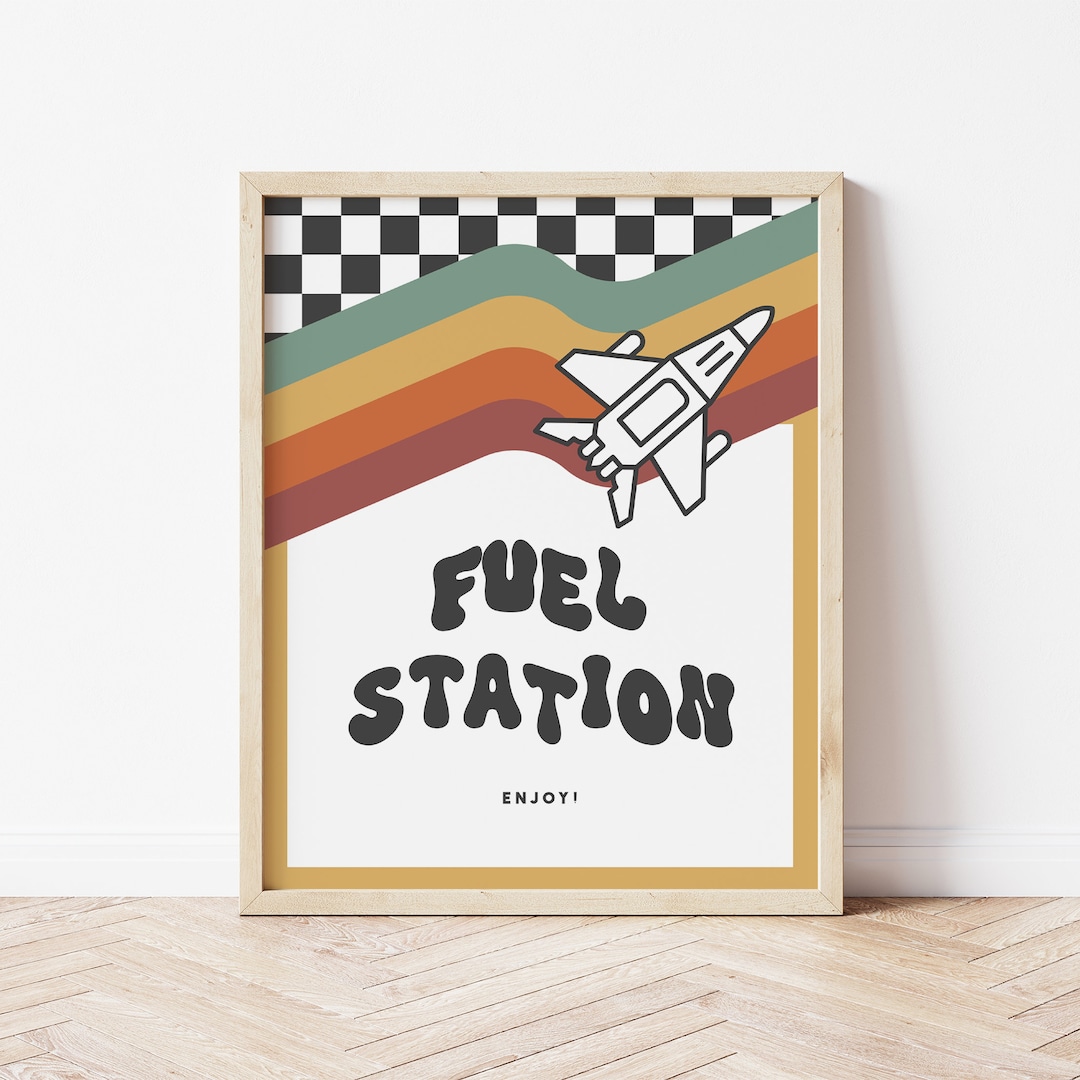 Retro Airplane Fuel Station Sign Drink Sign Airplane Birthday Party ...