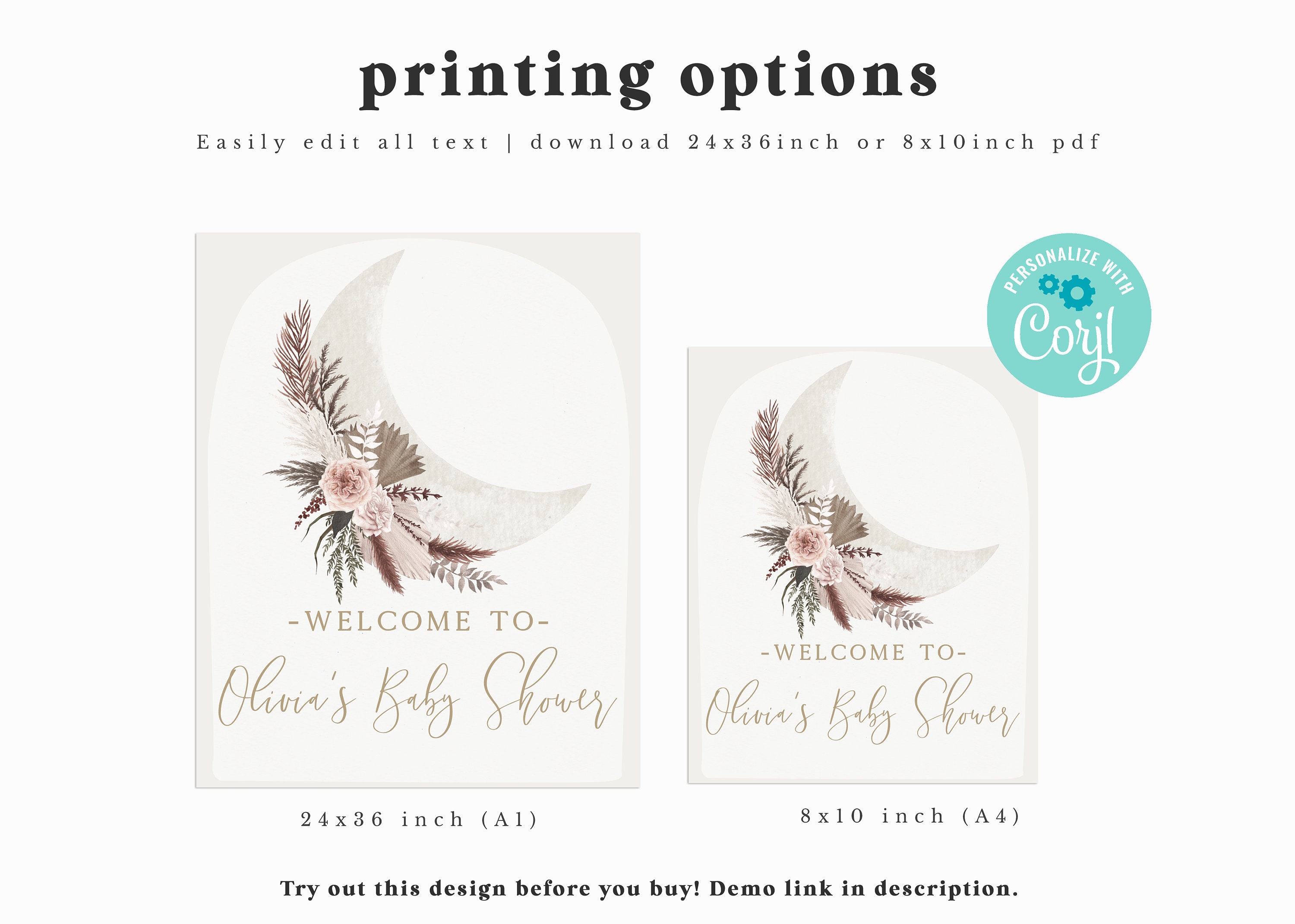 Boho Moon Welcome Sign Template Over the Moon Welcome Sign - Etsy