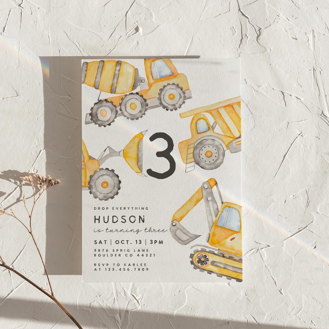 Construction Invitation, Construction Birthday Invitations, Dump Truck ...