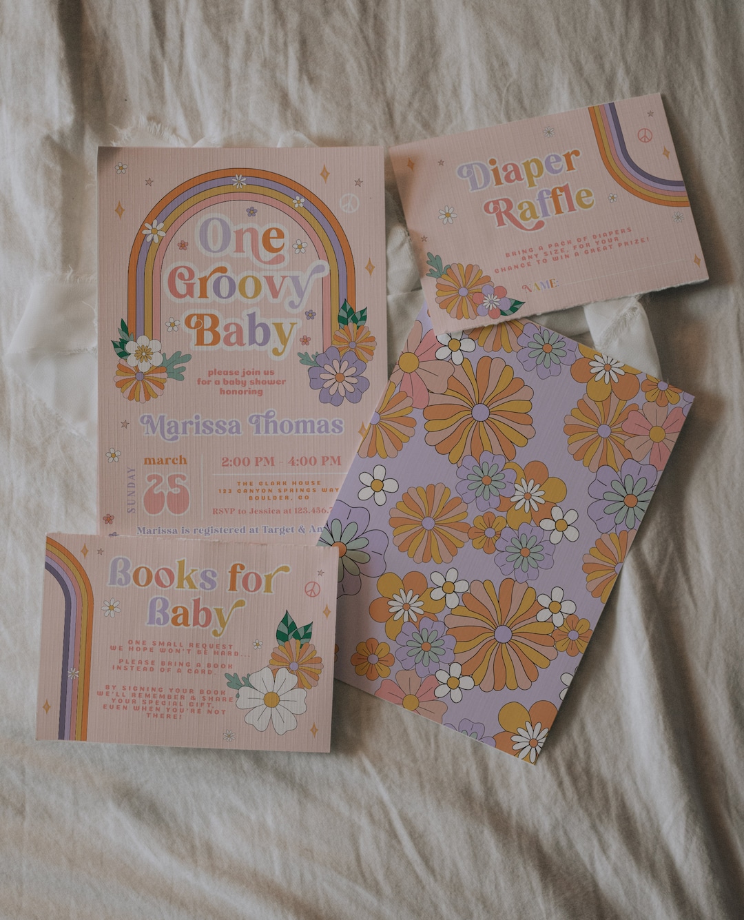 One Groovy Baby Shower Set, Groovy Baby Shower Package, Hippie Rainbow ...