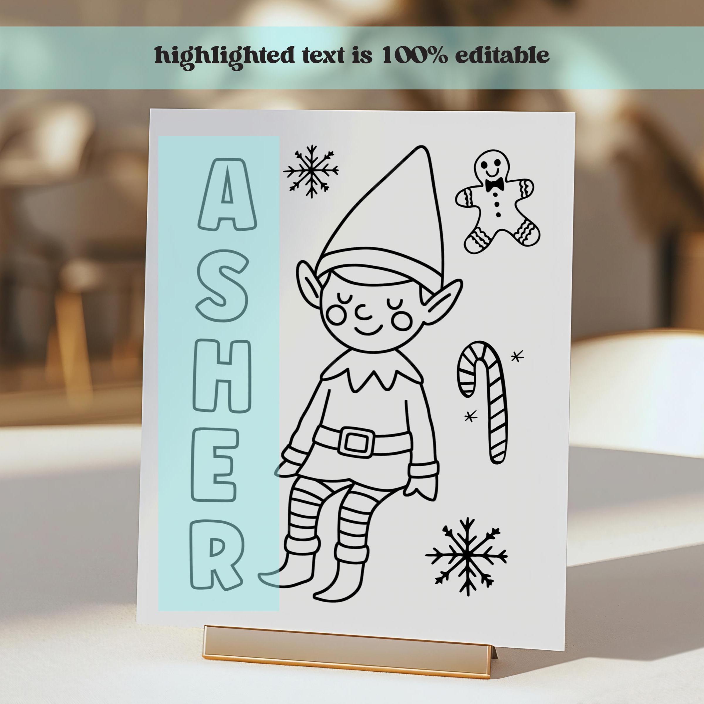 Editable Girl Elf Coloring Page | Printable 8.5x11” Christmas Activity ...