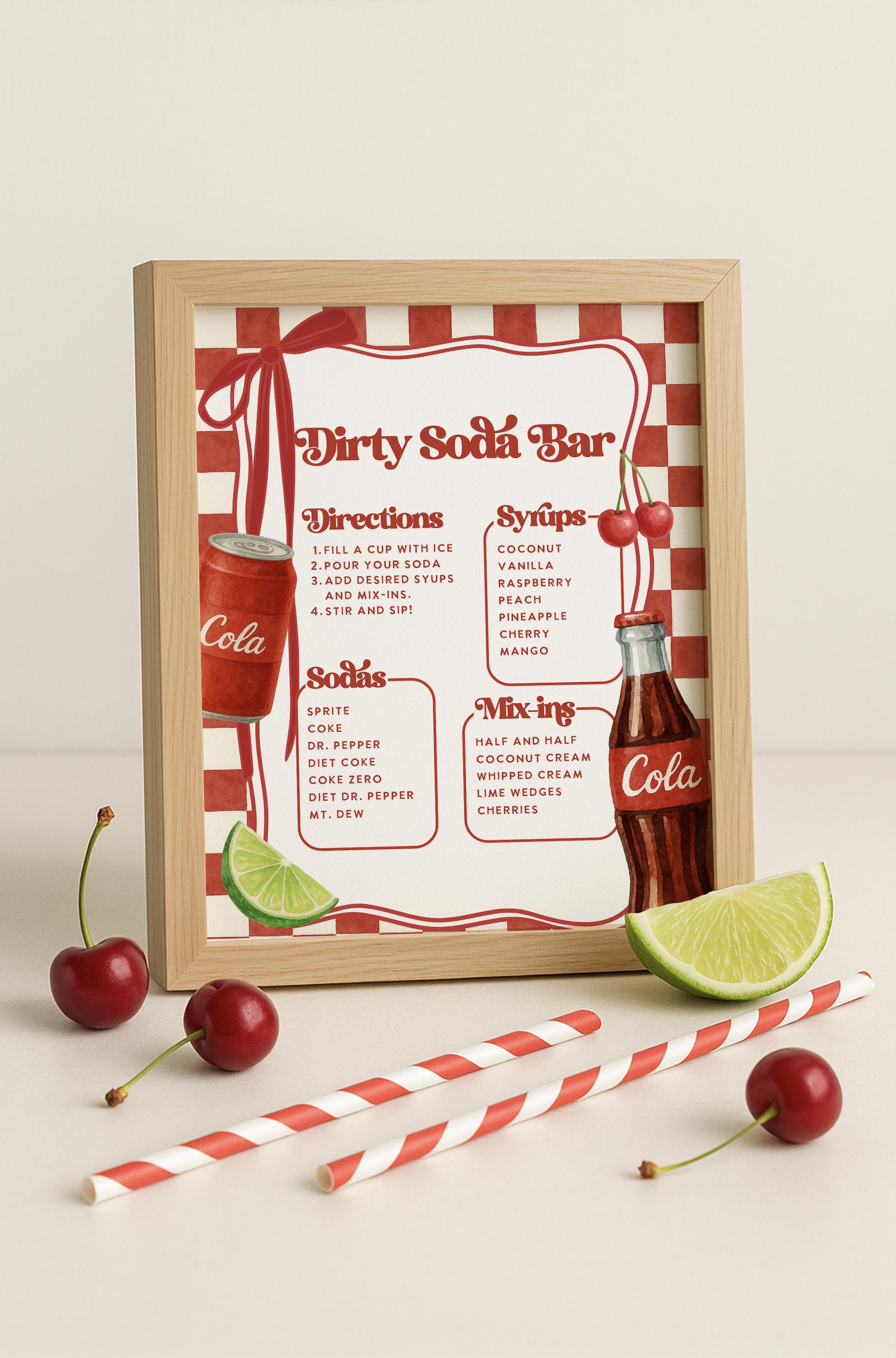 Red Bow Soda Bar Sign Template, Ready to Pop Baby Shower Soda Bar Sign ...