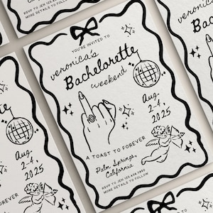 Hand Drawn Doodle Bachelorette Party Weekend, One Last Toast Girls ...