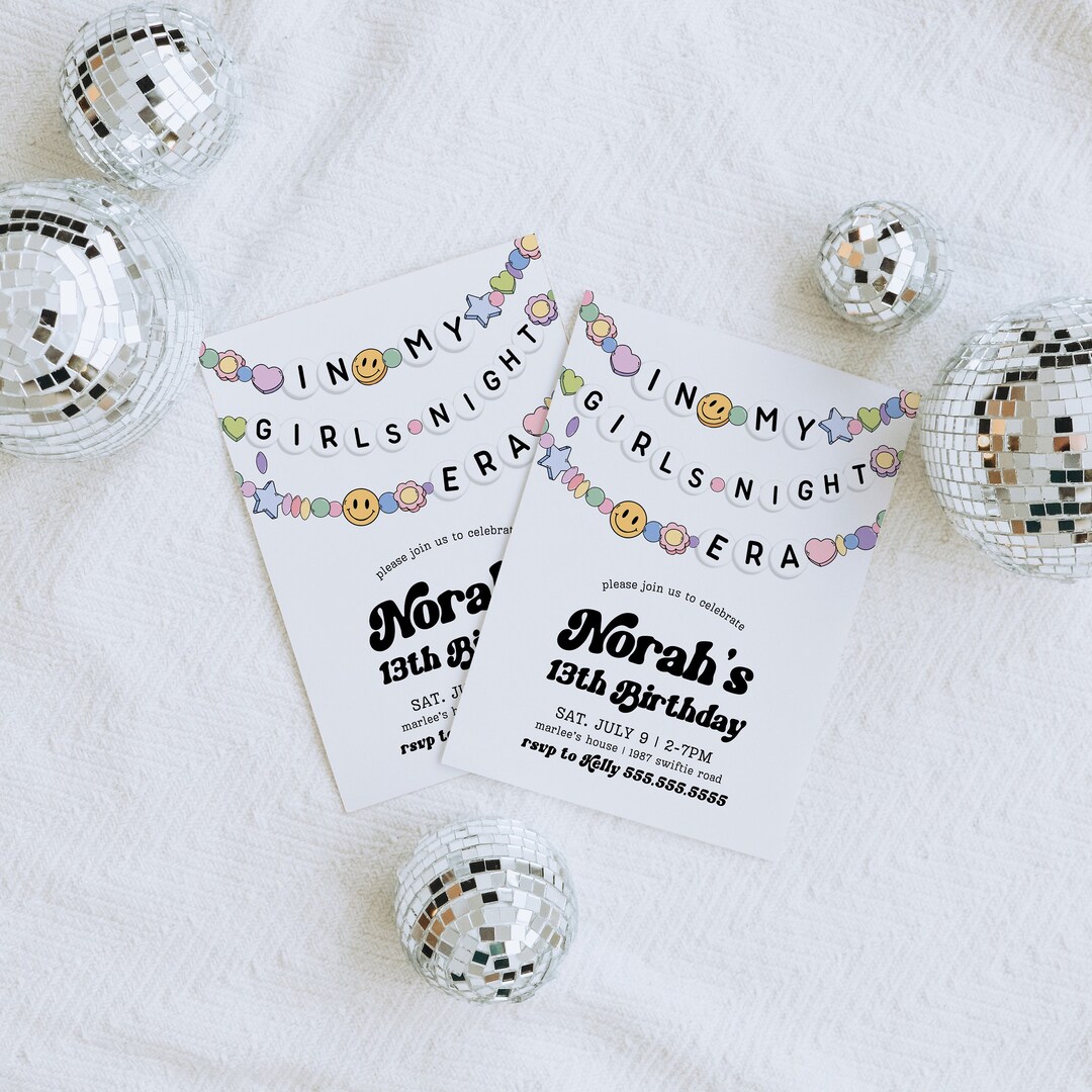 Girls Night Era Birthday Invitation, Girl Sleepover Birthday Invitation ...