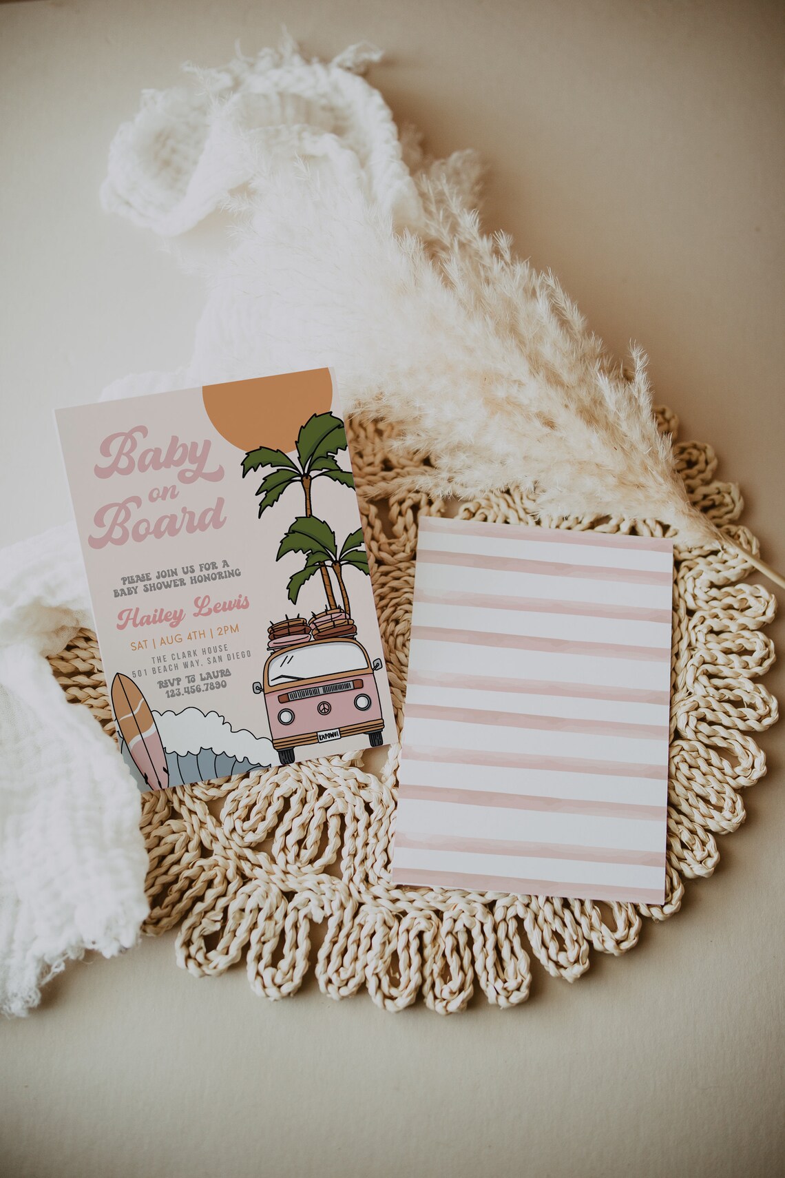KOA Baby on Board Invitation Surf Baby Shower Invite Girl - Etsy