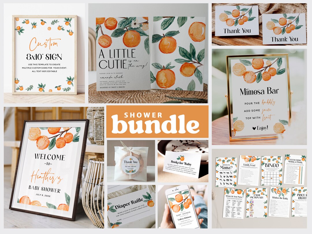 A Little Cutie is on the Way Baby Shower Bundle, Editable Gender ...