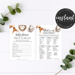 Woodland Baby Shower Games Bundle, Woodland Animal Baby Shower Games ...