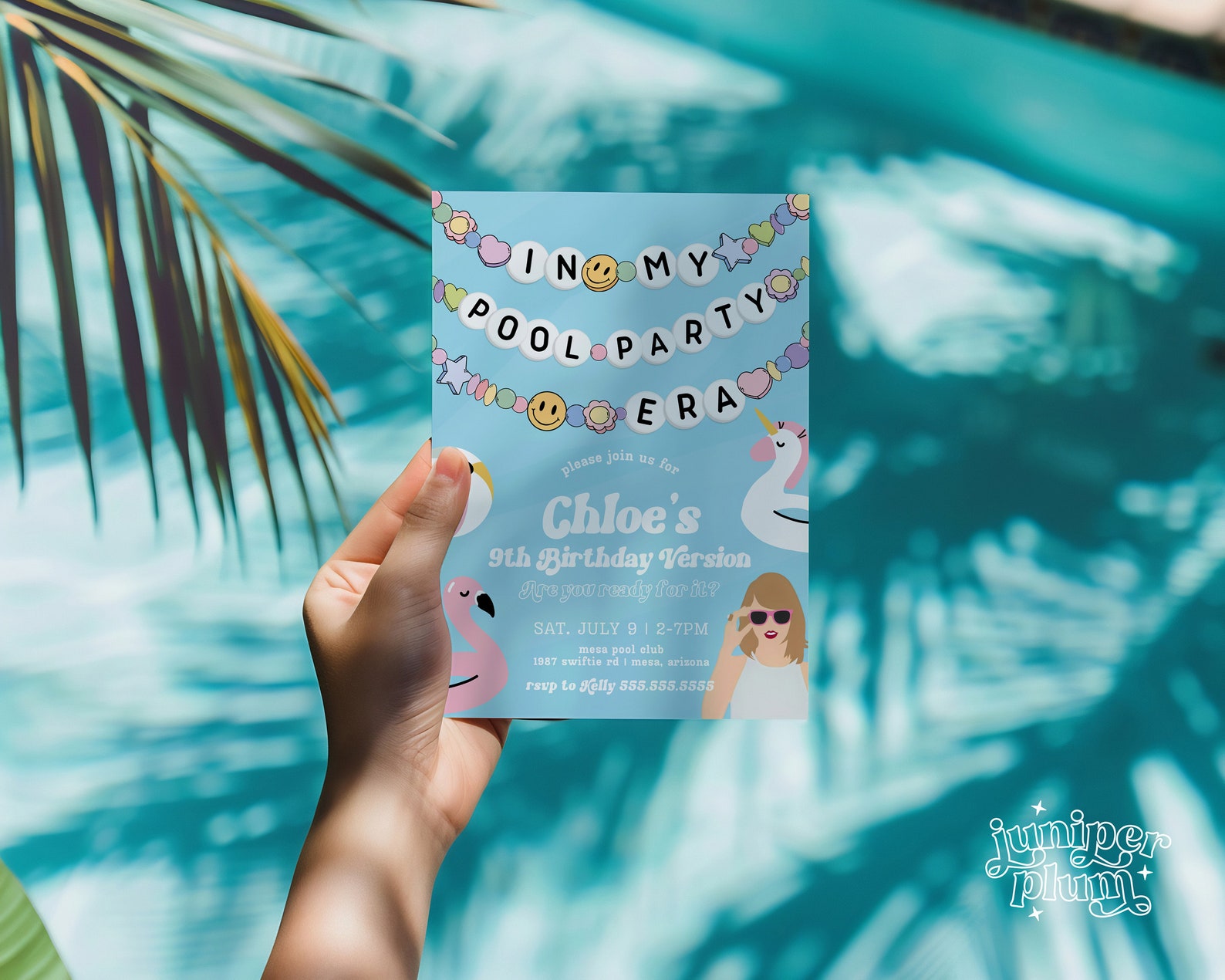 In My Pool Party Era Friendship Bracelet Invitation, Pool Party ...