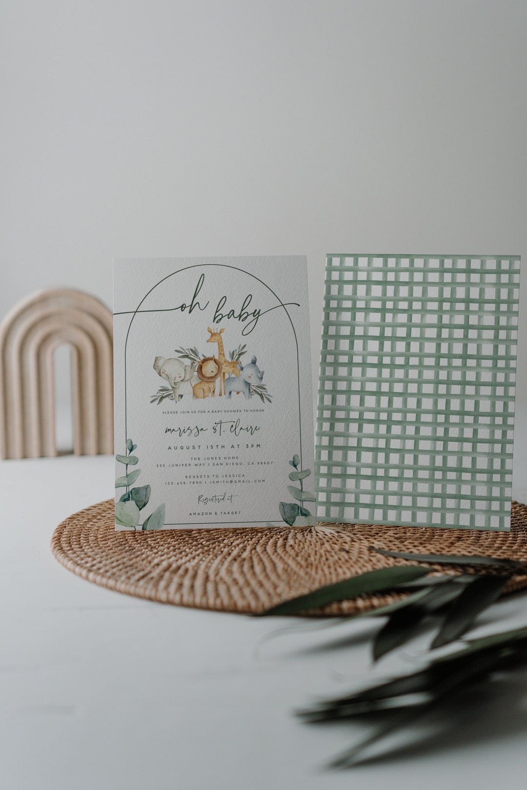 Editable Oh Baby Invite Template, Jungle Animal Baby Shower Invite ...