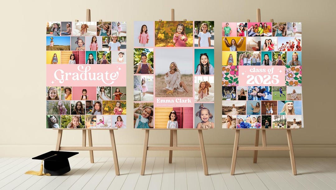 Wildflower Graduation Photo Collage Template, Graduation Party Decor ...