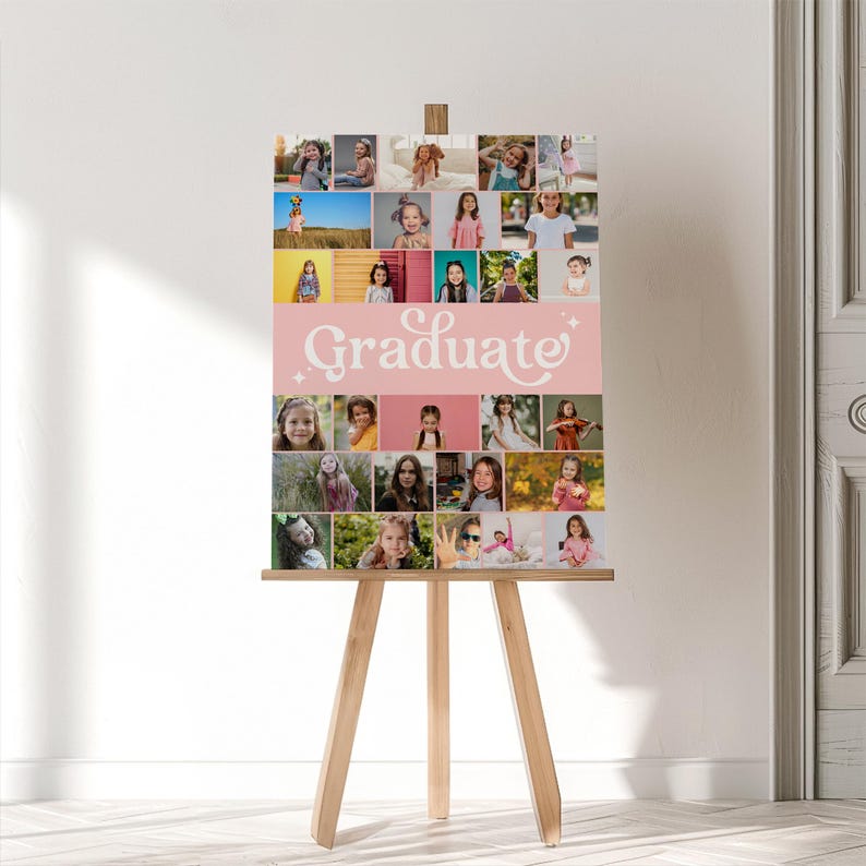 Wildflower Graduation Photo Collage Template, Graduation Party Decor ...