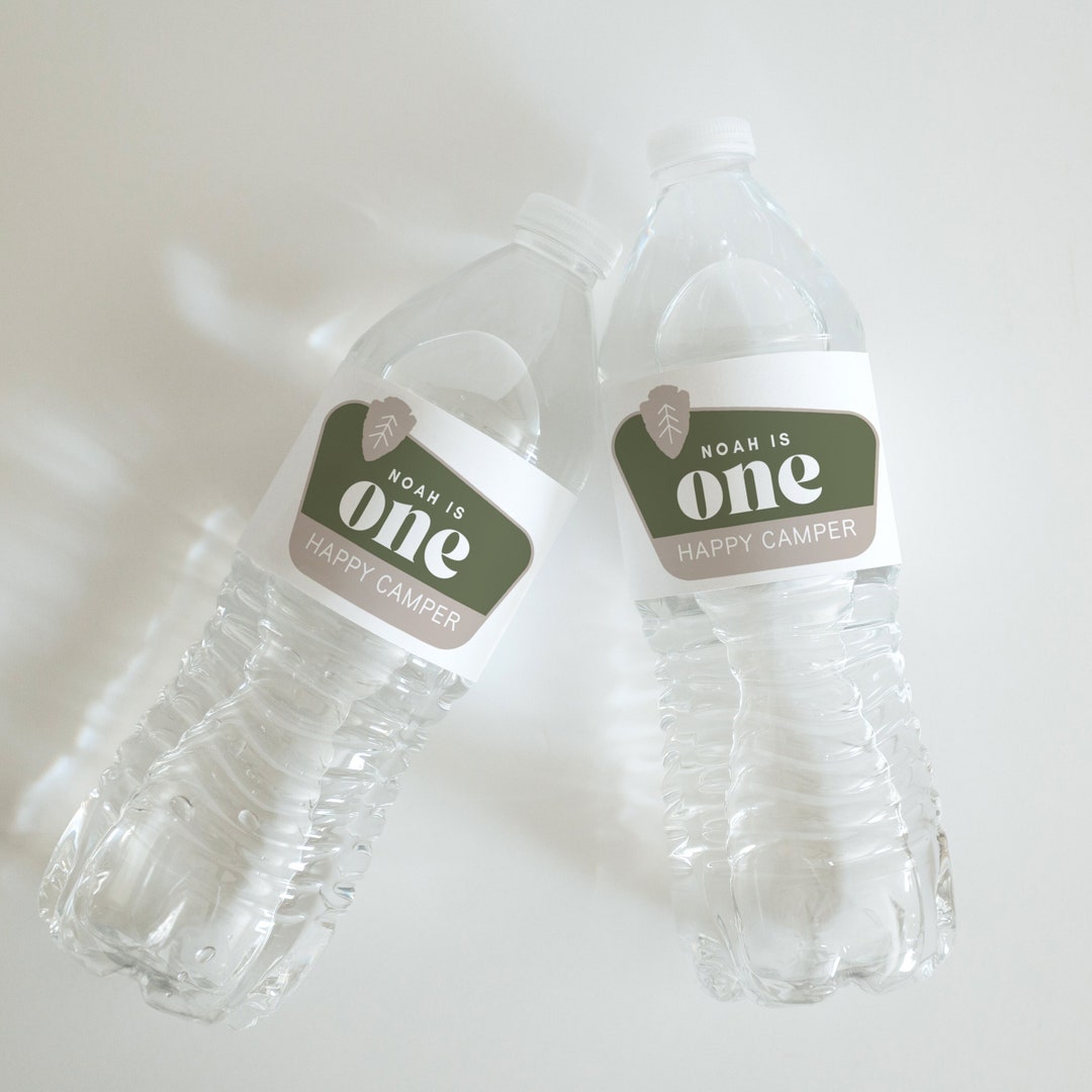 Happy Camper Water Bottle Labels Editable Canva Template, Happy Camper ...