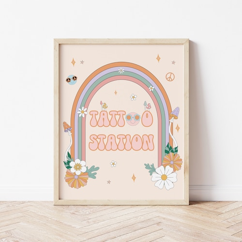 Groovy Birthday Sign Tattoo Station 70s Retro Hippie Daisy - Etsy