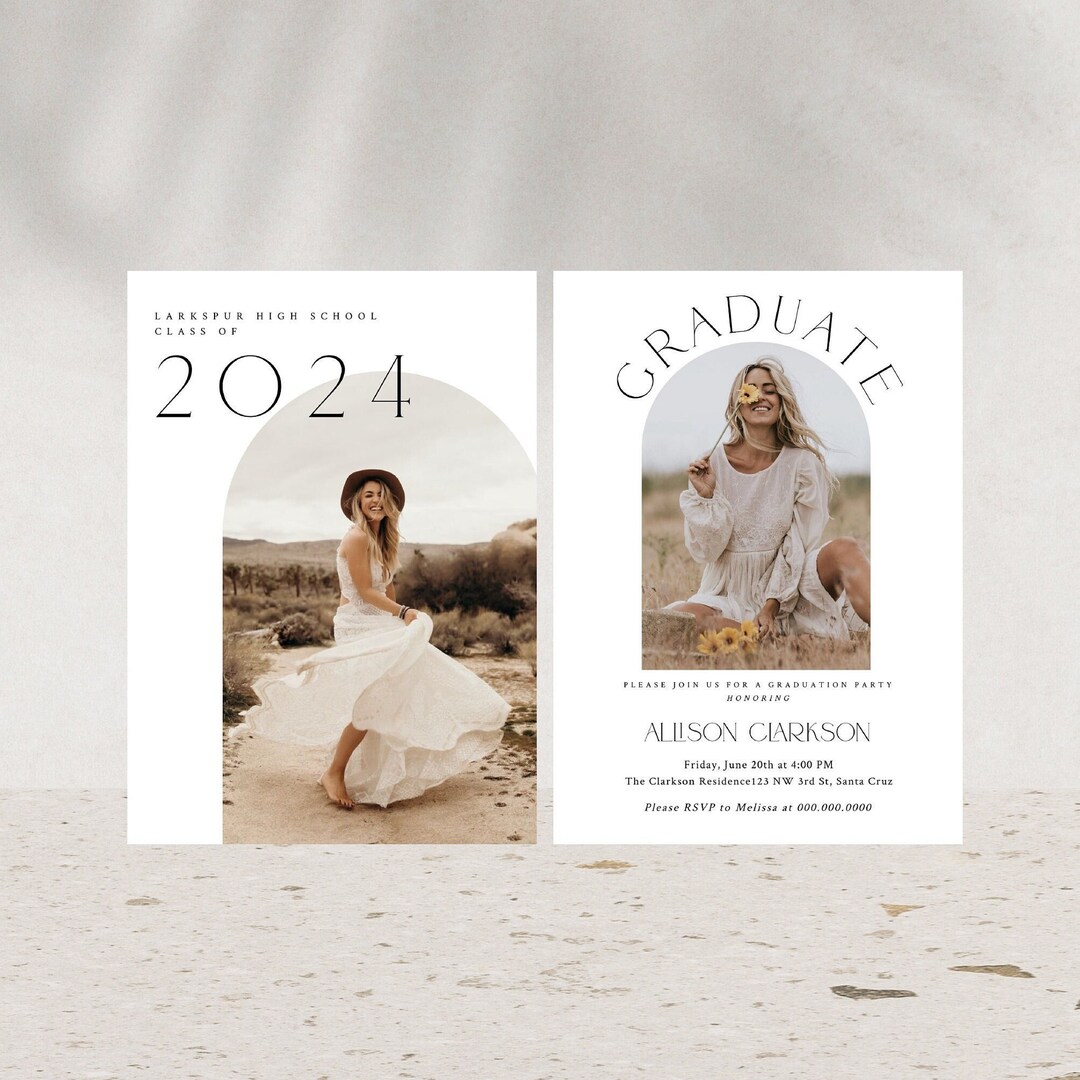 Minimalist Arch Graduation Announcement, Graduation Party Invitation ...