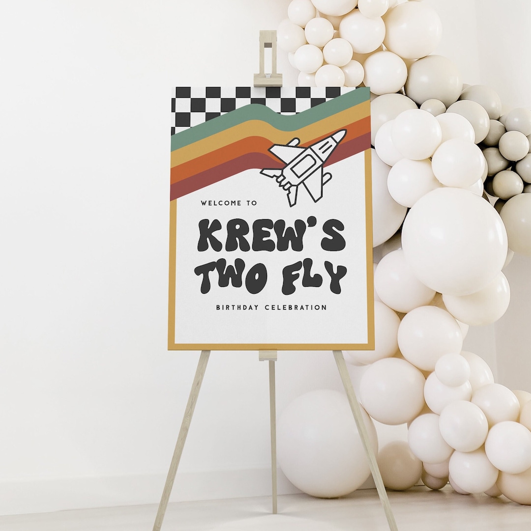 Two Fly Birthday Invitation Template, Printable Airplane Birthday Party ...