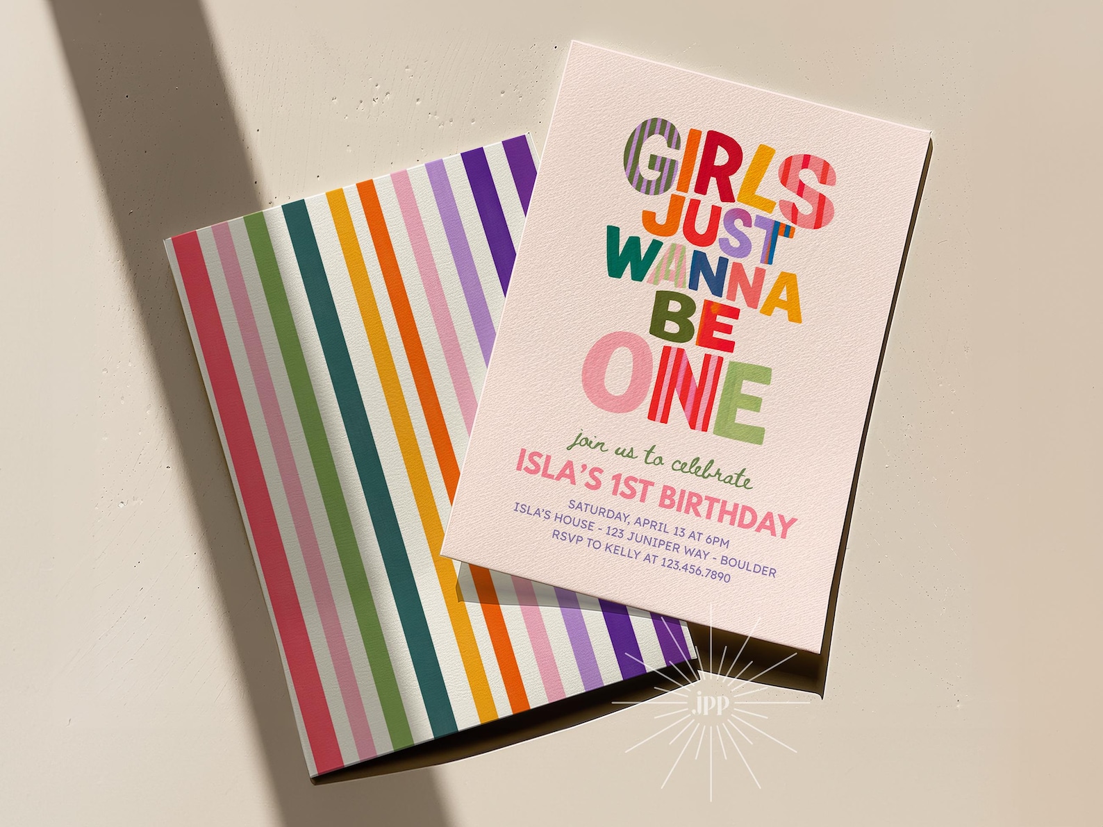 Girls Just Wanna Be One Birthday Invitation, 1st Birthday Girl Invite ...