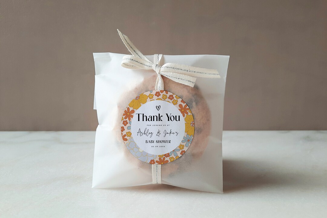 Retro Floral Favor Sticker Template, Groovy Vibe Favor, Retro Boho ...