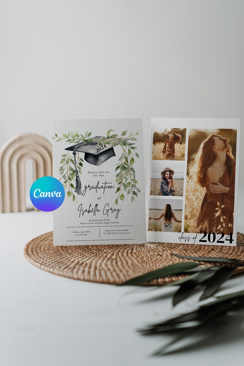 Greenery Graduation Poster, Graduation Welcome Sign Template ...