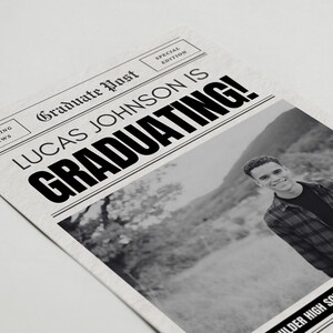 Newspaper Graduation Invitation 2024 Template, Graduation Announcement ...