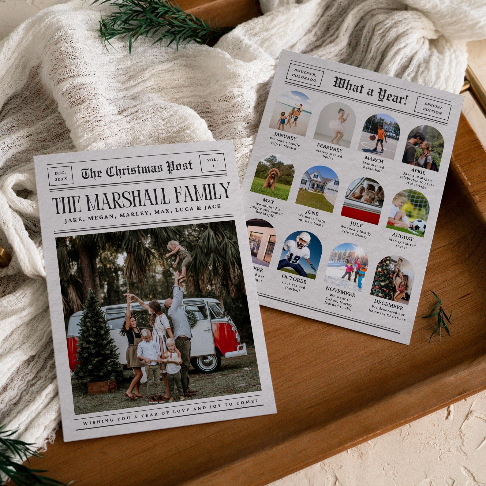 Christmas Newsletter Template Editable, Year in Review Christmas Card ...