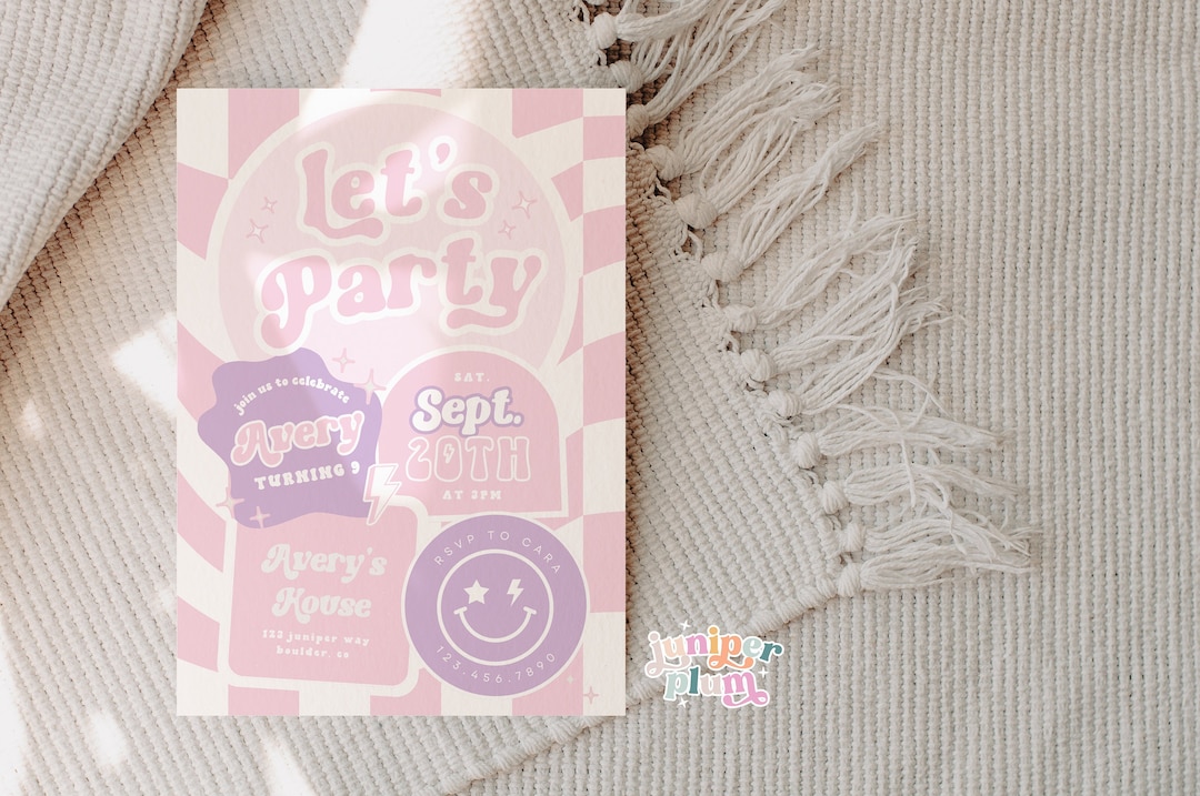 Editable Smiley Face Invite, Pink Smiley Face Birthday, Emoji ...