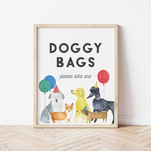 Doggy Bags Sign, Dog Birthday Sign Editable Template, Puppy Birthday ...
