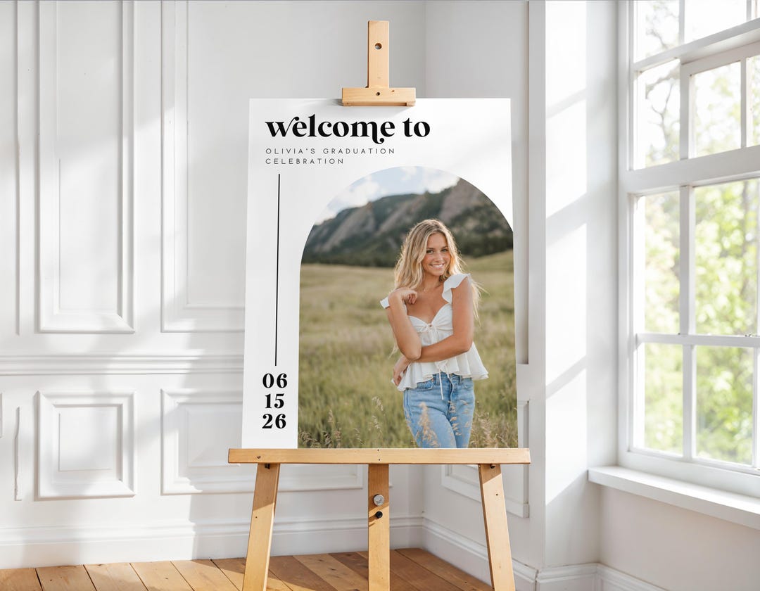 Modern Arch Graduation Welcome Sign, Minimalist Poster (JPG, PDF) - Etsy