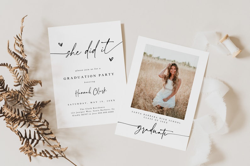 Minimalist Graduation Announcement Graduation Party - Etsy
