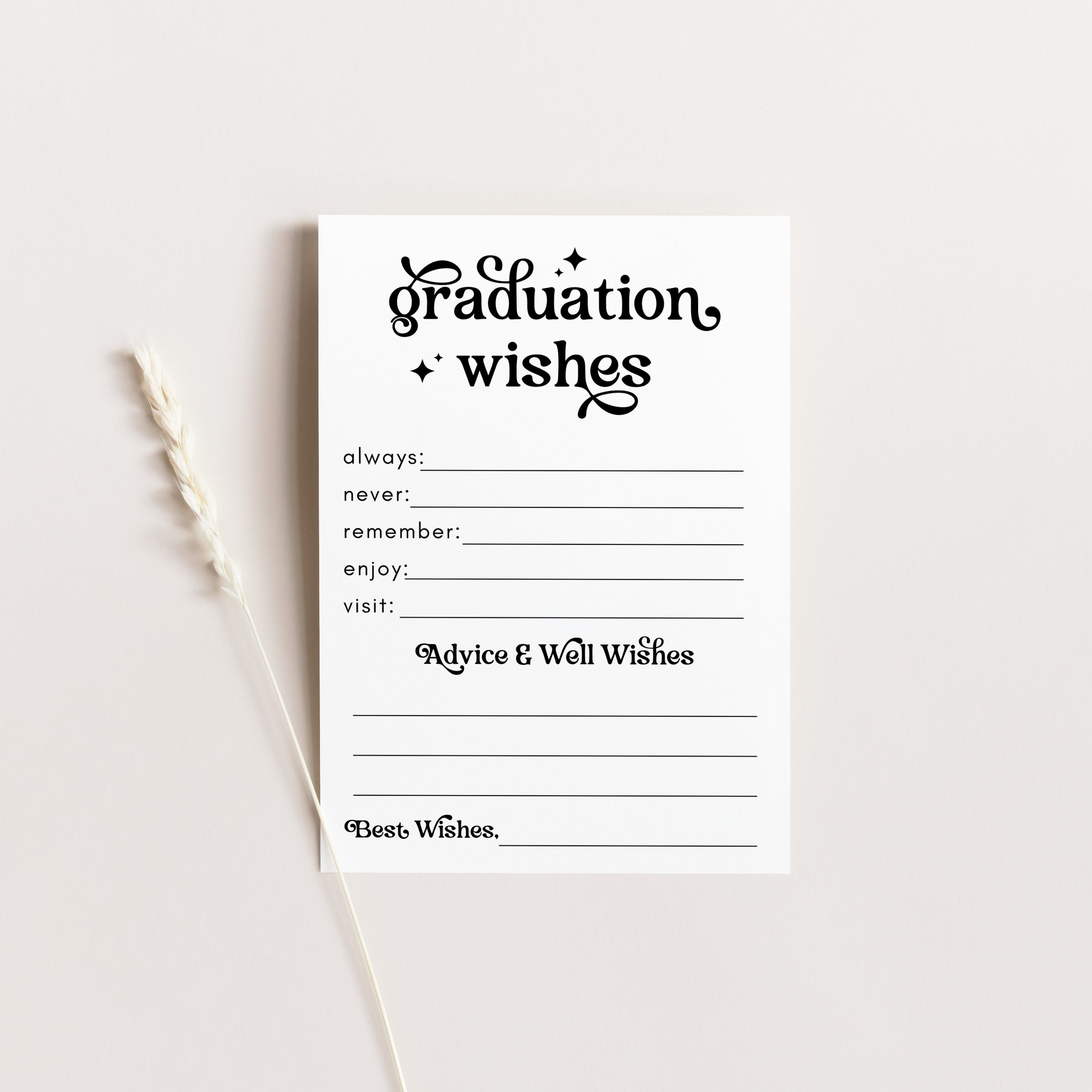 Modern Graduation Wishes Card Template, Editable Graduation Advice ...
