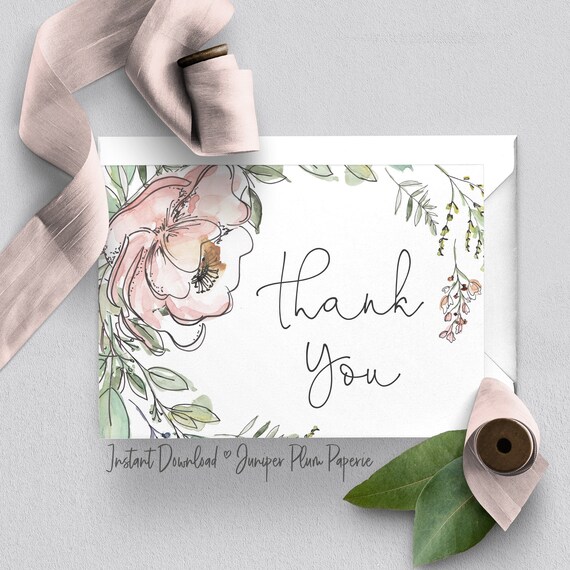 Floral Garden Thank You Thank You Card Thank You Cards | Etsy
