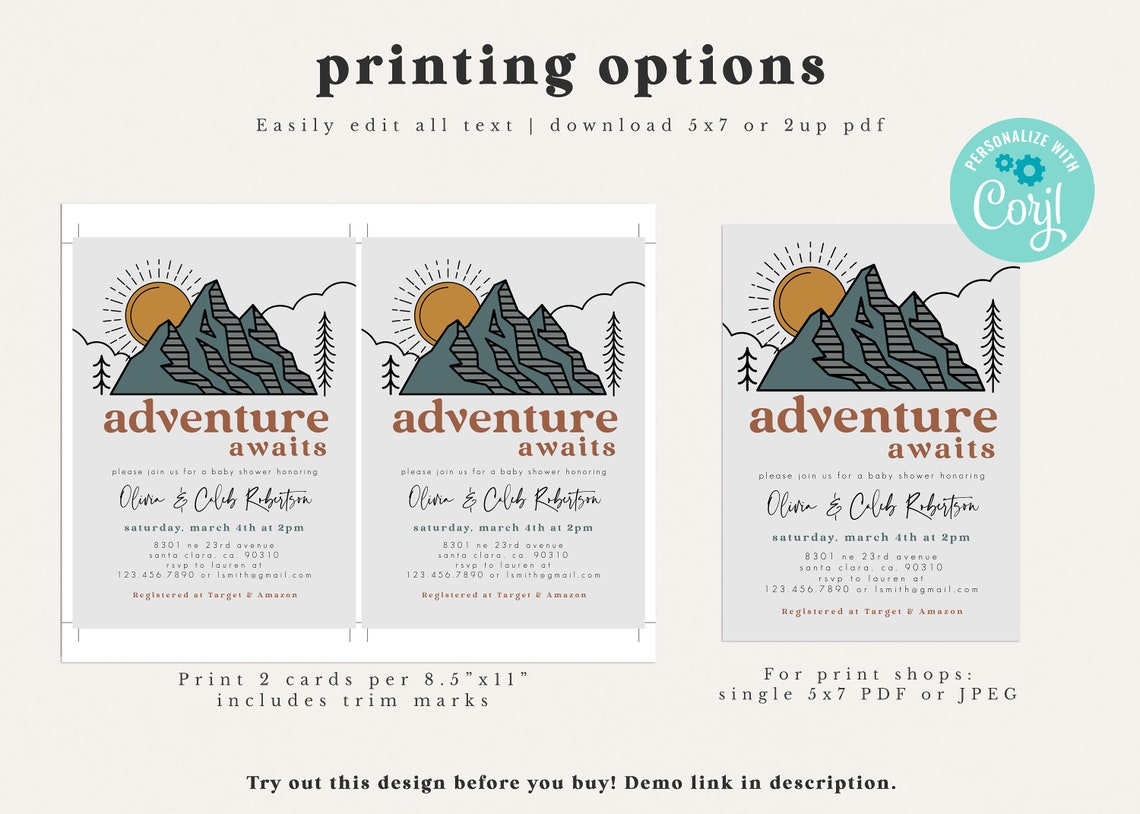 Adventure Awaits Birthday Invitation Boy Birthday Invite | Etsy
