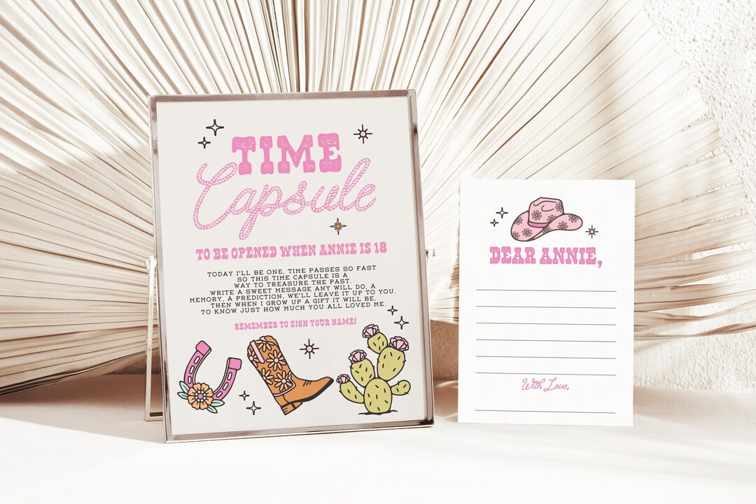 Space Cowgirl Birthday Time Capsule, Editable Rodeo Birthday Time ...