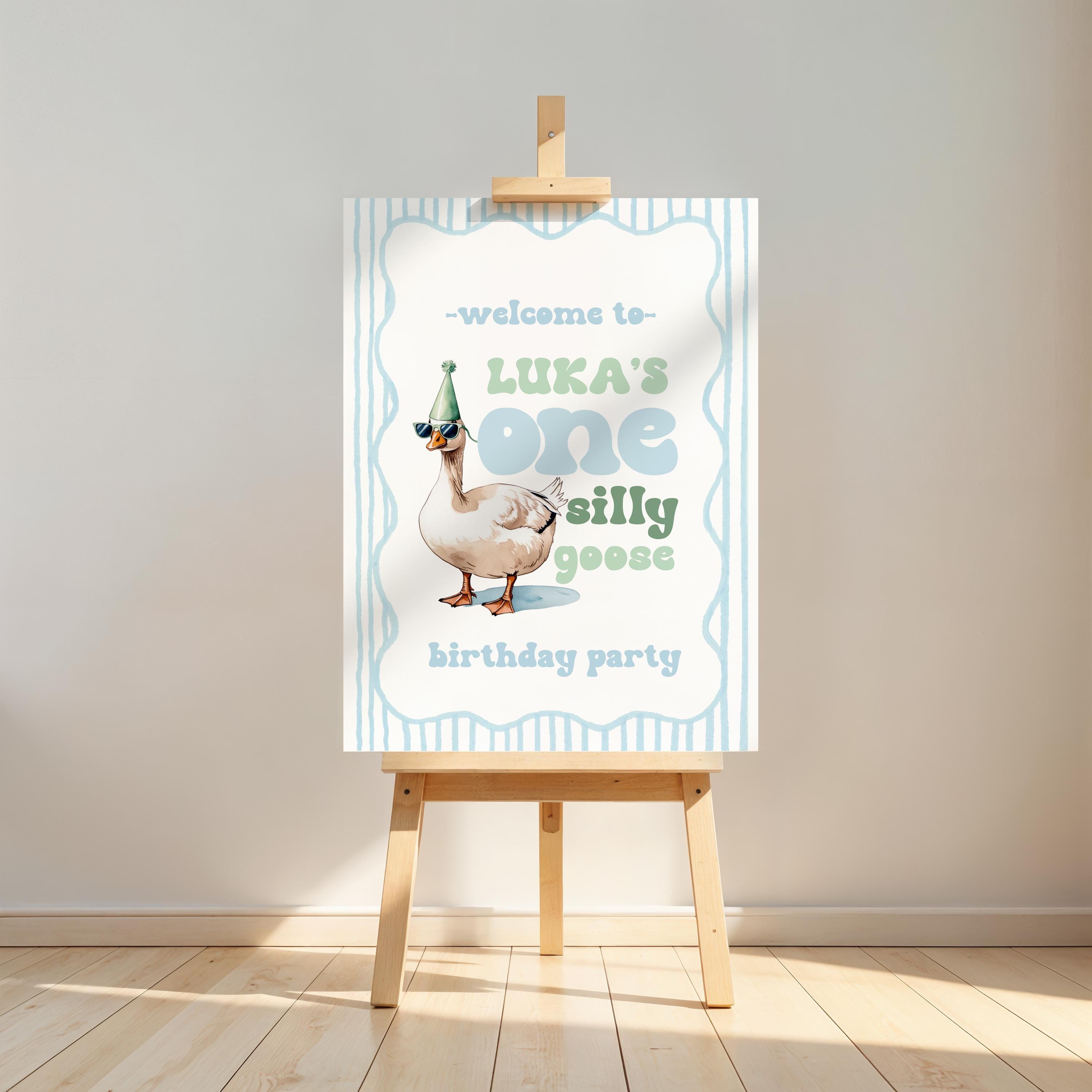 Editable Silly Goose Birthday Invitation, Silly Goose Boy 1st Birthday ...