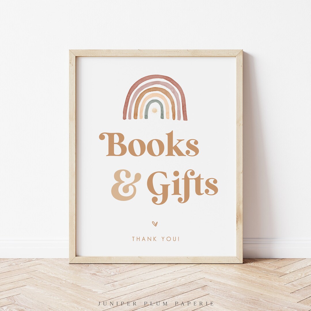 Muted Rainbow Sunshine Books and Gifts Sign, Gifts & Books Sign ...