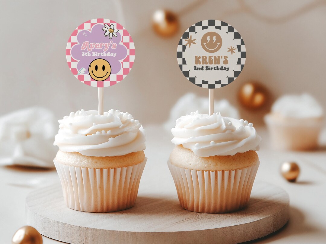 Boy Girl Siblings Double Birthday Cupcake Toppers, Joint Birthday Cupcake for Girl and Boy ...