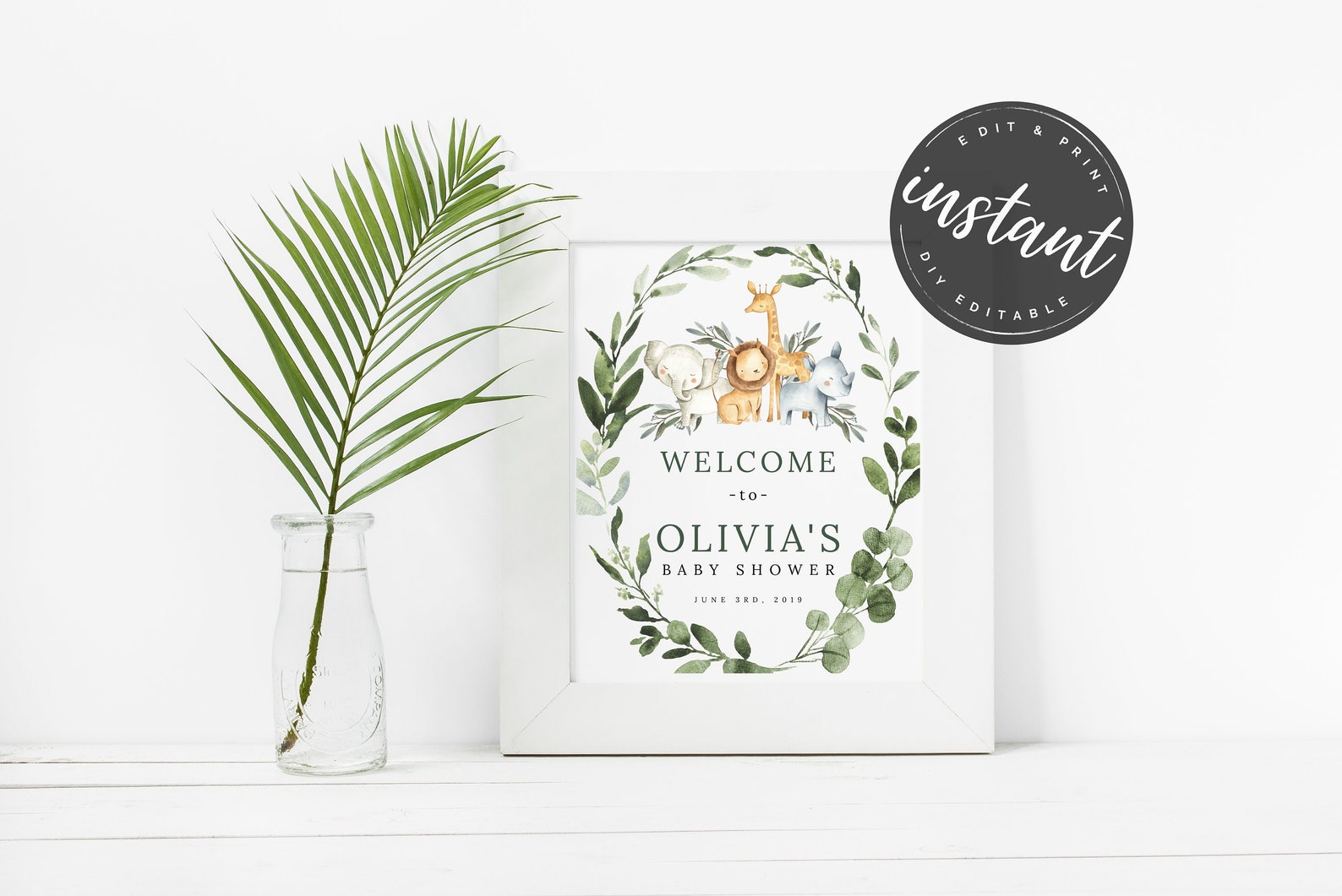 Jungle Animal Baby Shower Welcome Sign Welcome Sign Baby | Etsy