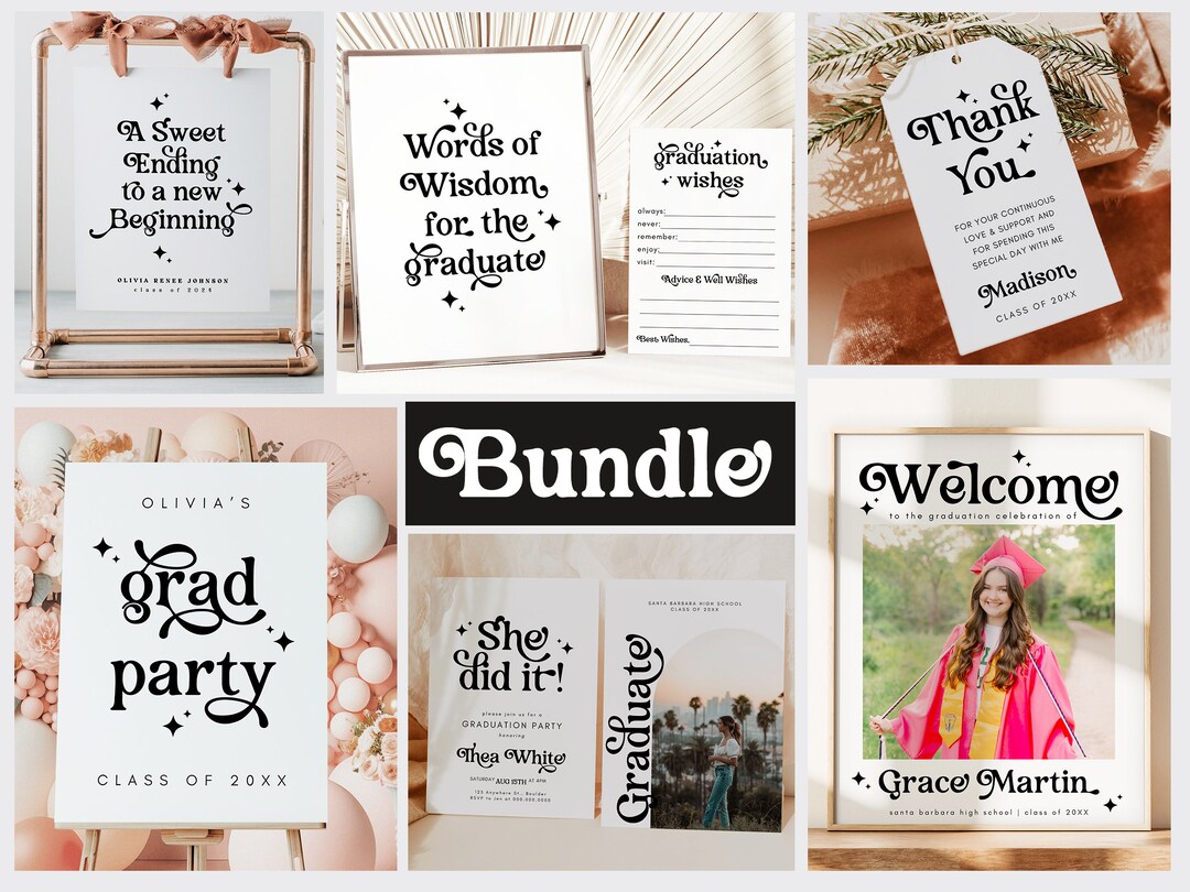 Boho Graduation Party Package, Minimalist Graduation Party Template ...